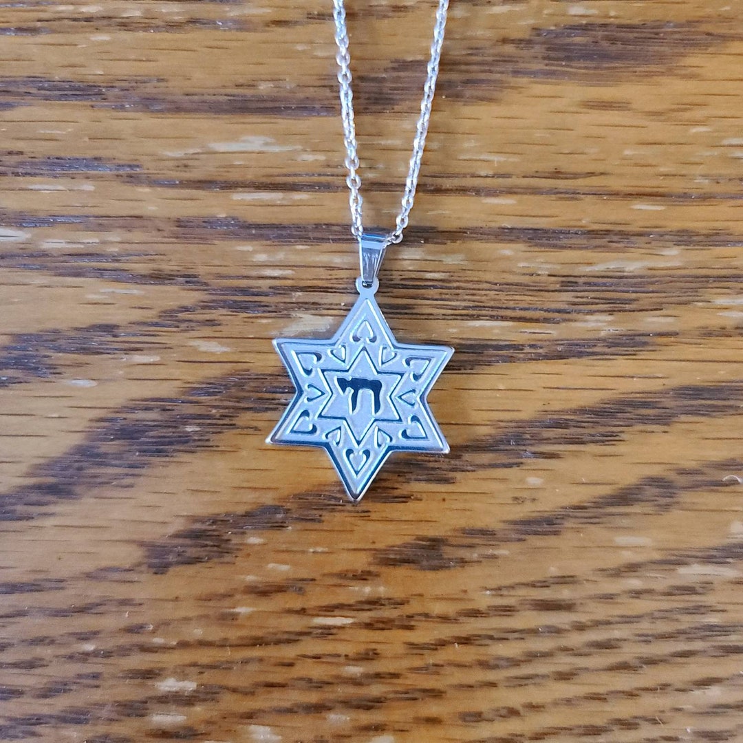 Star of David Necklace Jewish Shield of David Magen David Hebrew Bat ...