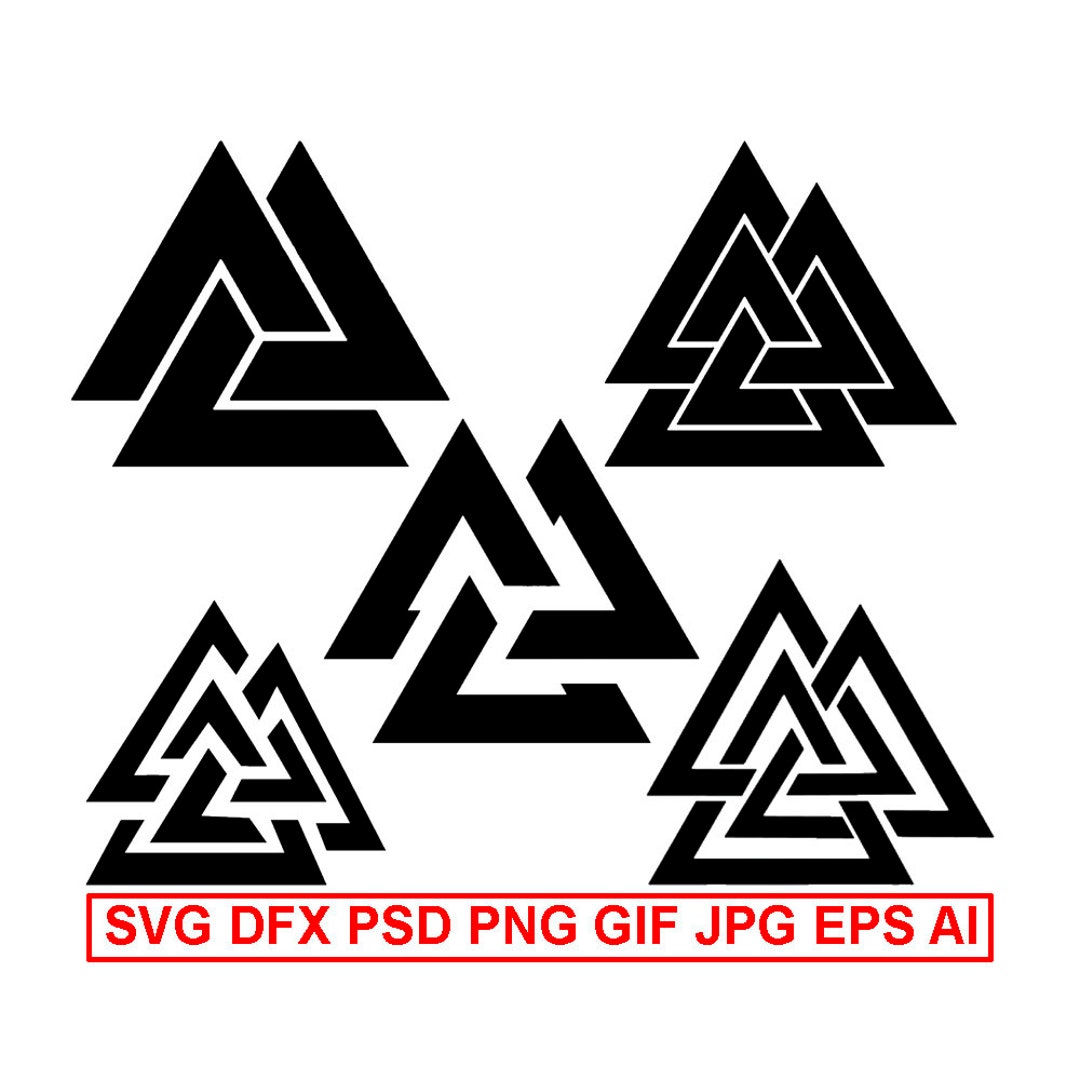 Viking Valknut Bundle Valknuts 3 Triangles Connected SVG Psd DFX Gif ...