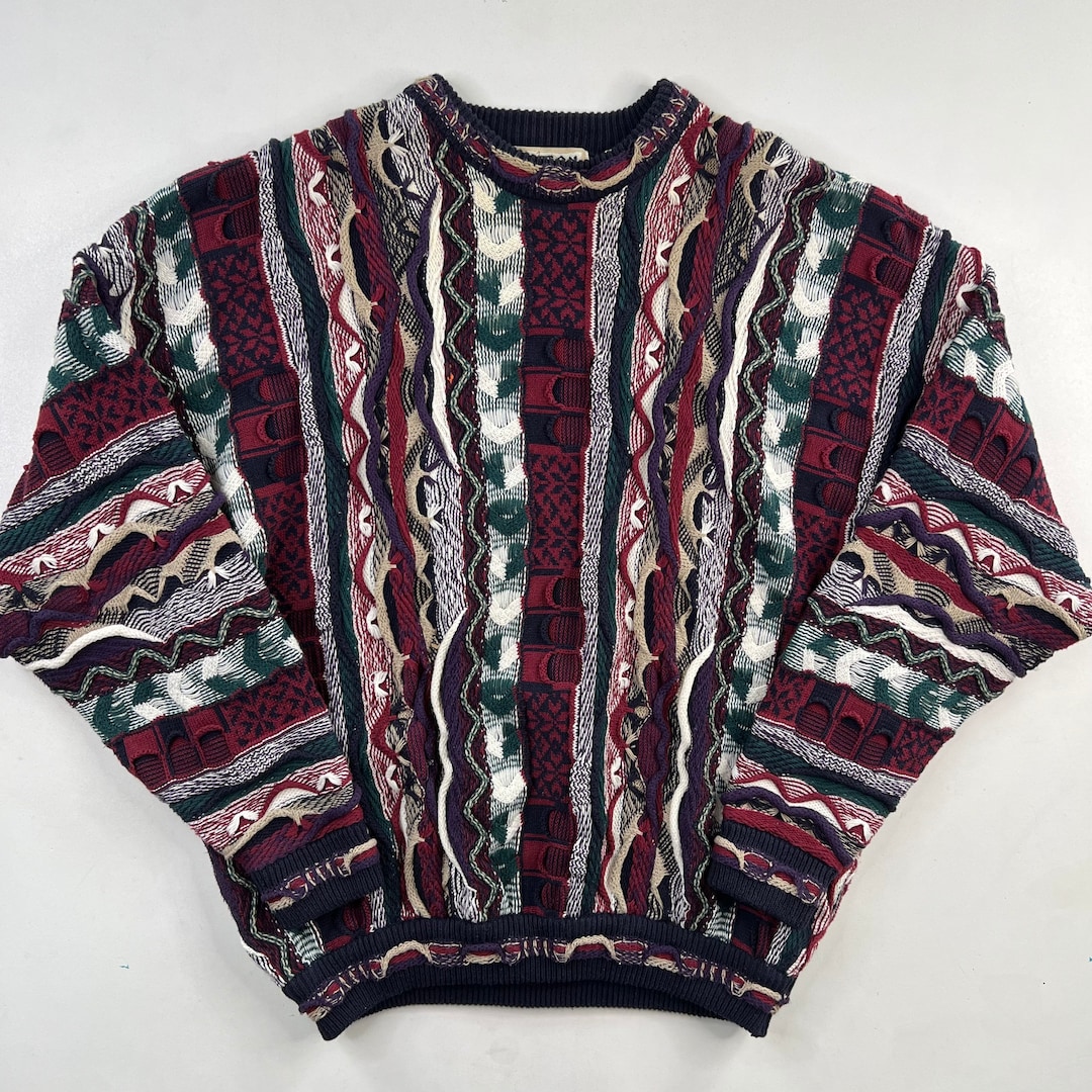 90s Coogi Inspired Colorful Knit Sweater Sz L 3056 - Etsy