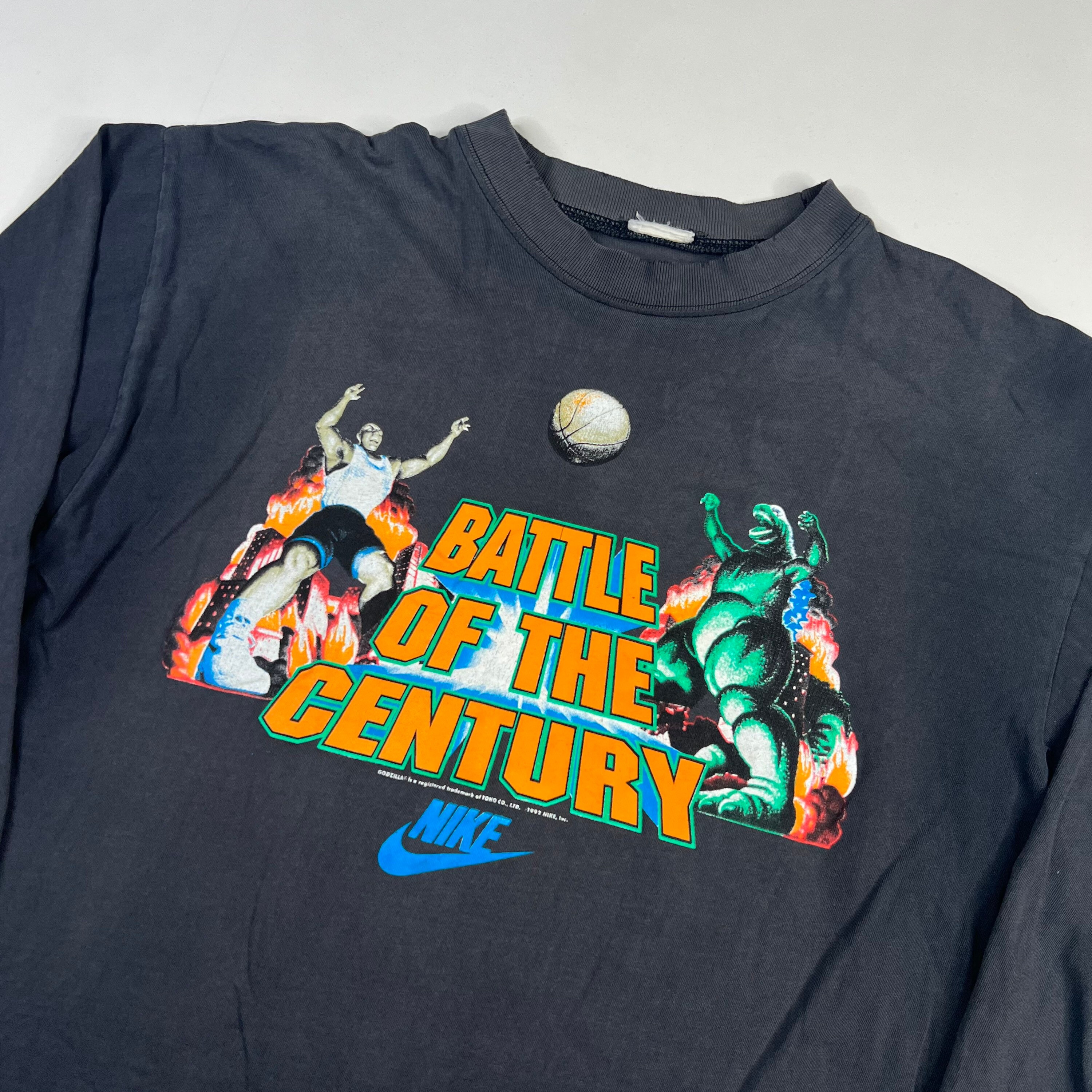 1992 Charles Barkley Vs Godzilla Nike Long Sleeve T-shirt 1992 Charles Barkley Vs Godzilla Nike Long Sleeve T-shirt