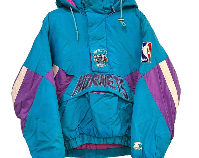 Vintage Charlotte Hornets NBA Starter Puffer Pullover Jacket Sz M - Etsy