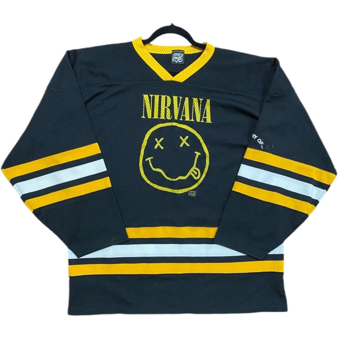 90s Nirvana Smiley Face Backstage Pass Hockey Jersey Mens XL - Etsy