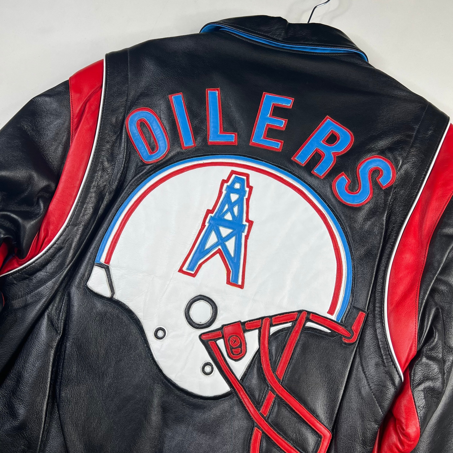 90s Houston Oilers NFL Jeff Hamilton Leather Bomber Jacket - Etsy