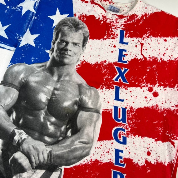 1993 Lex Luger WWF All Over Print T-shirt size XL - Gem