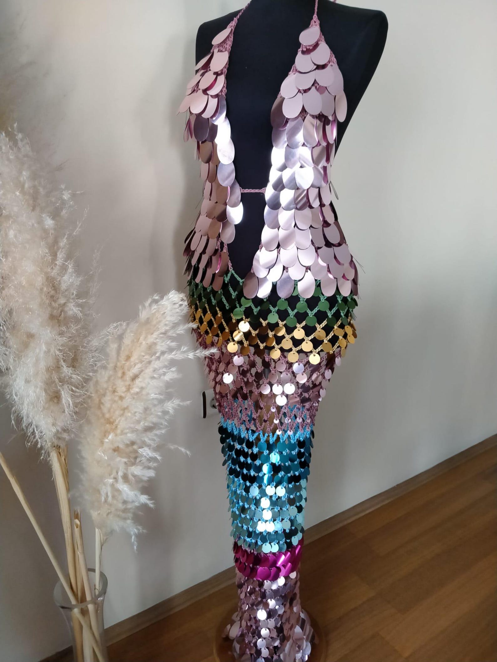 Latto Dress- Handmade Crochet Maxi Dress With Colorful Sequins – Eye ...