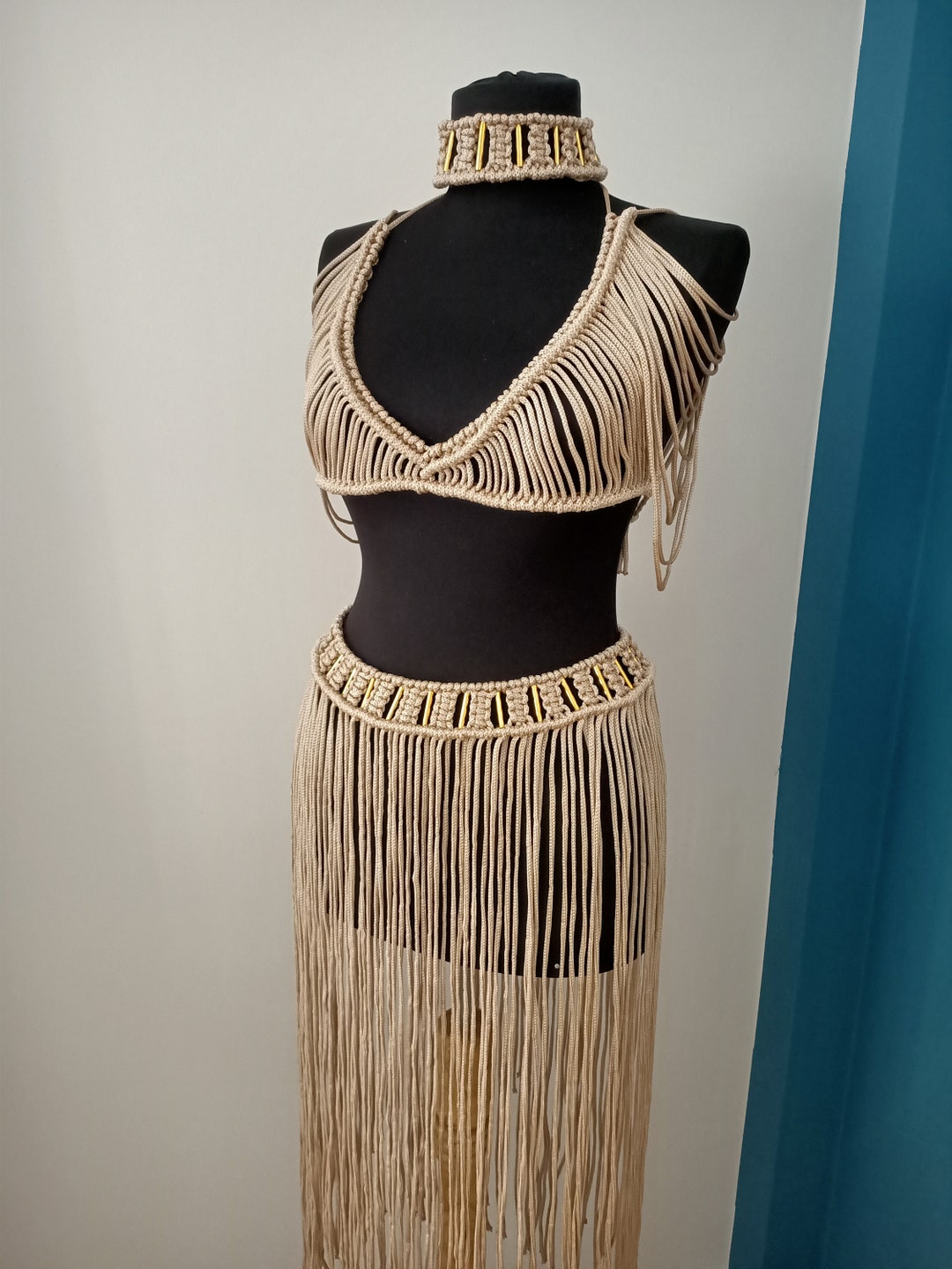 Macrame Dress, Festival Costume, Macrame Skirt Set , Recycled Dress ...