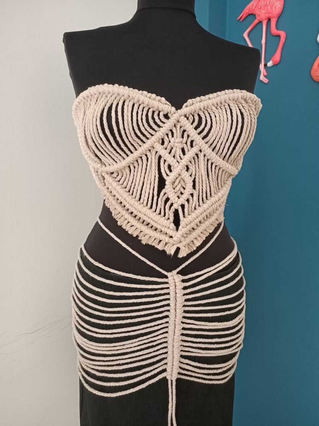 Amanda Macrame Skirt Set, Macrame Corset, Festival Outfit, Festival ...