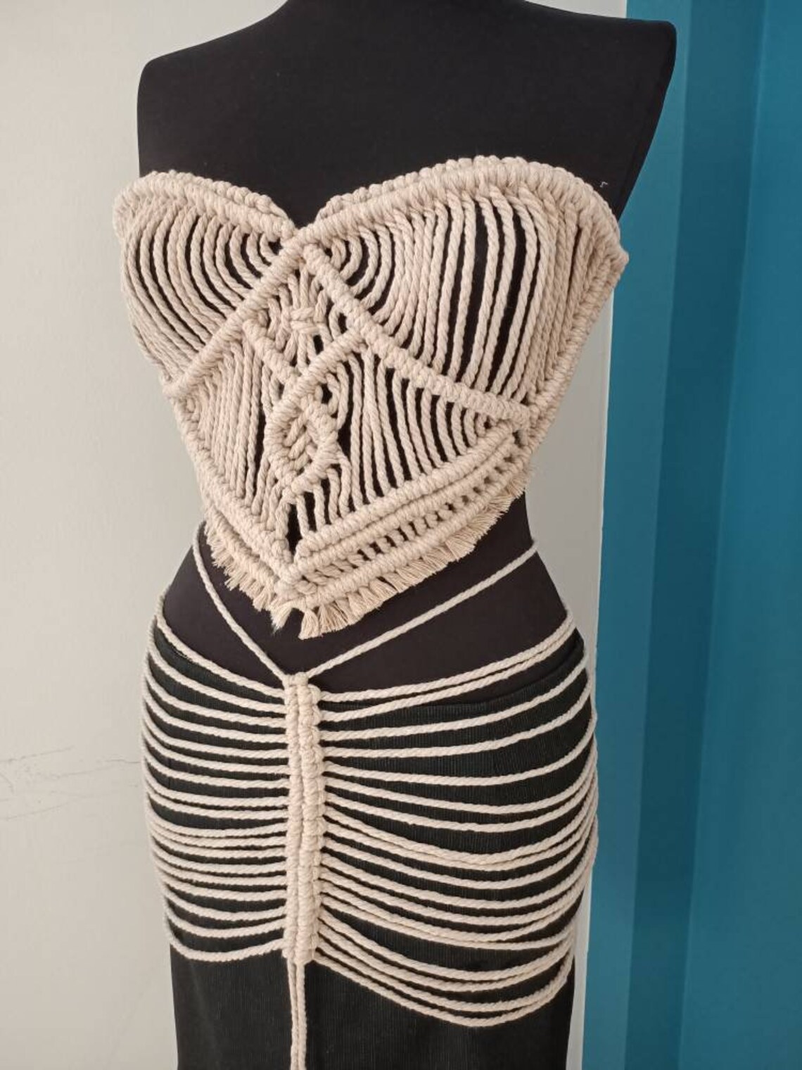 Amanda Macrame Skirt Set Macrame Corset Festival Outfit - Etsy