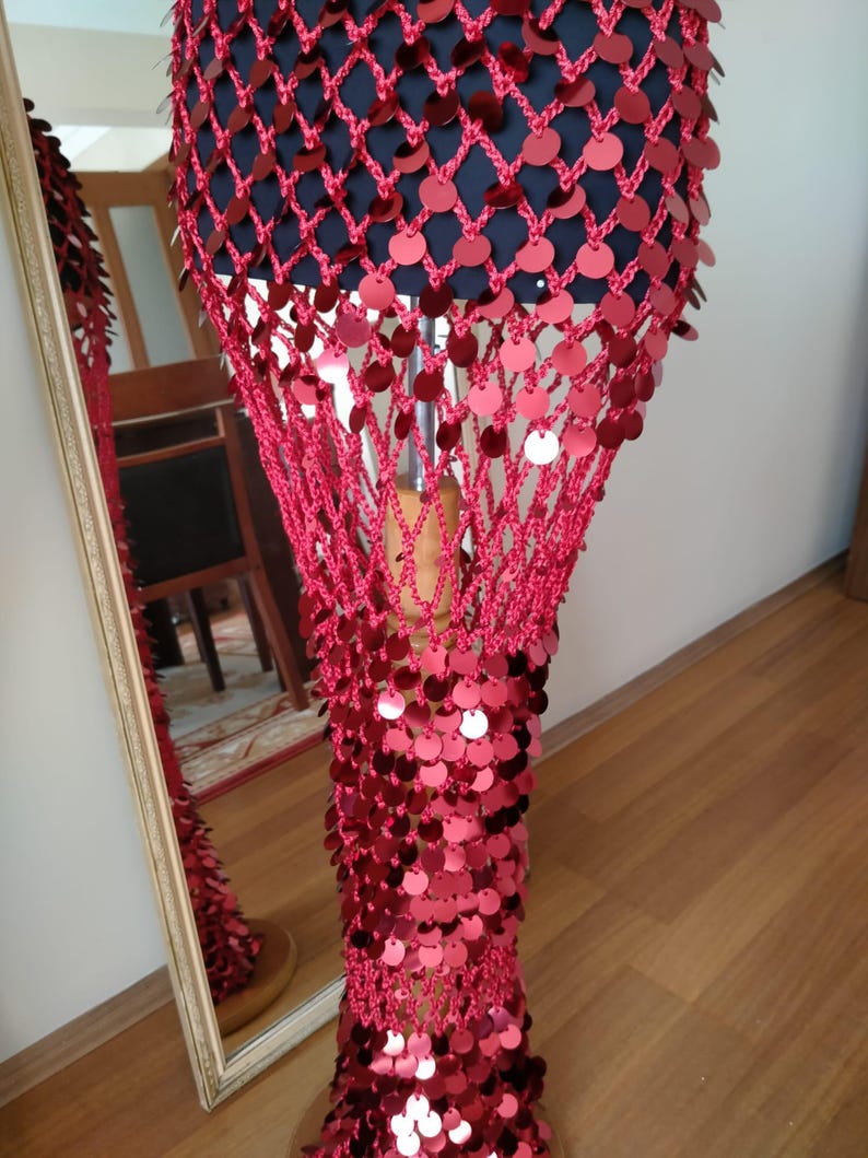 Rose Dress- Handmade Crochet Maxi Dress With Red Sequins – Eye-catching ...