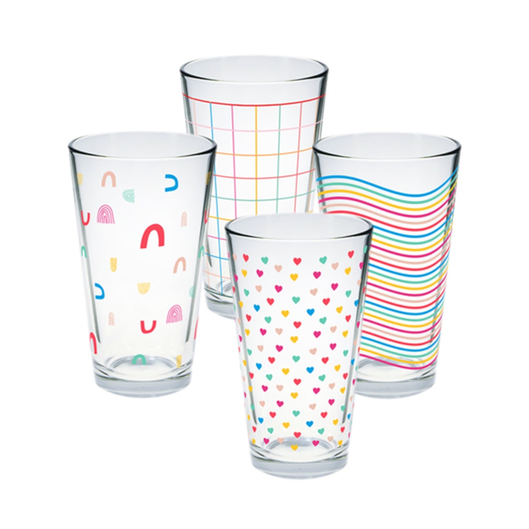 Everyday Fun Pint Glass Set, Set of Pint Glasses, Heart Pint Glass ...