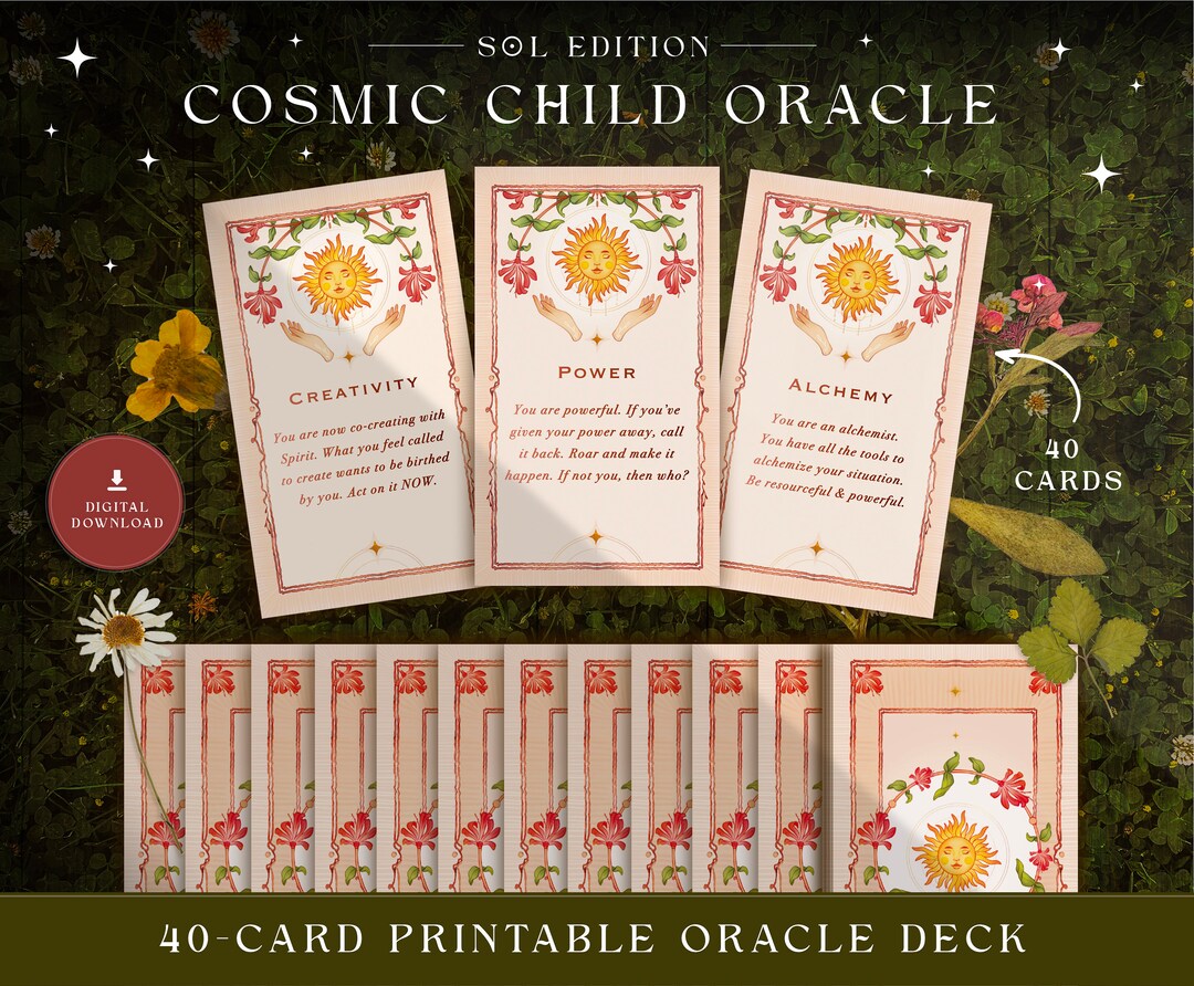 Cosmic Child Oracle Deck Printable Deck With Backs 40 Cards Digital DIY ...