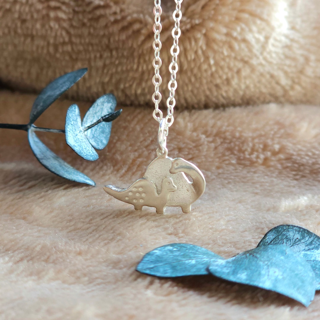 Dinosaurs Pendant Necklace 925 Sterling Silver Cable Chain, Mom, Mother ...