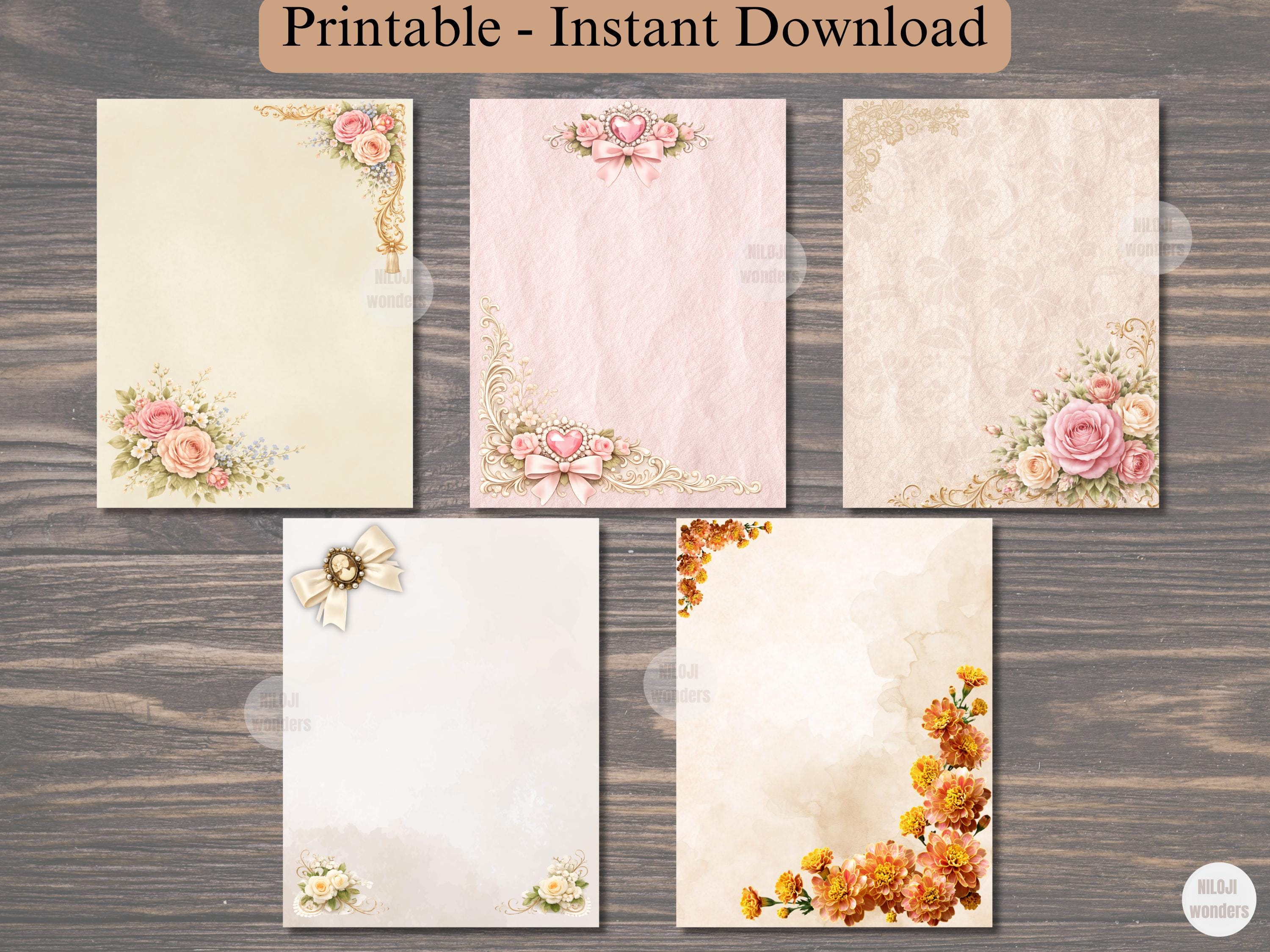 Victorian Letter Paper Clipart Set, Vintage Floral Stationery PNG ...