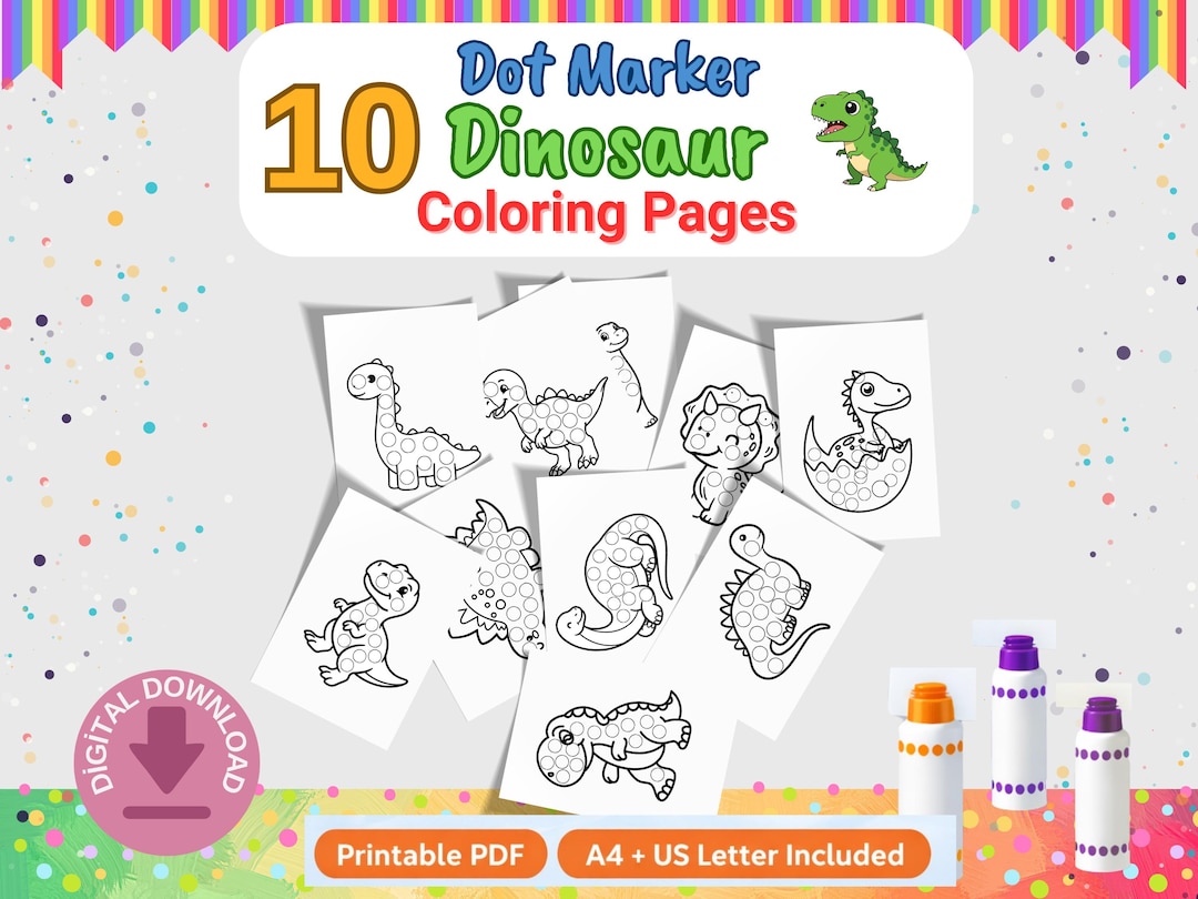 Dinosaur Dot Marker Coloring Pages for Toddlers | Big Simple Dino ...