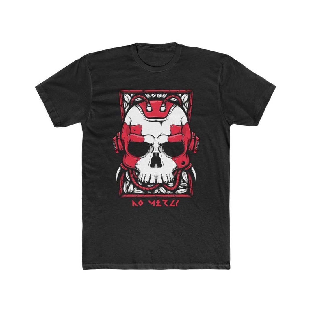 Skull Tee Sci Fi No Mercy Dystopian Men's Graphic Horror Cotton Crew ...