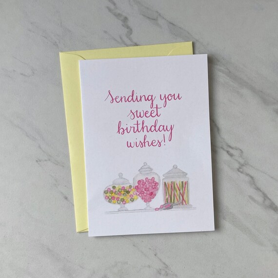 Sweet Birthday Wishes Greeting Card Birthday Card Notecard | Etsy