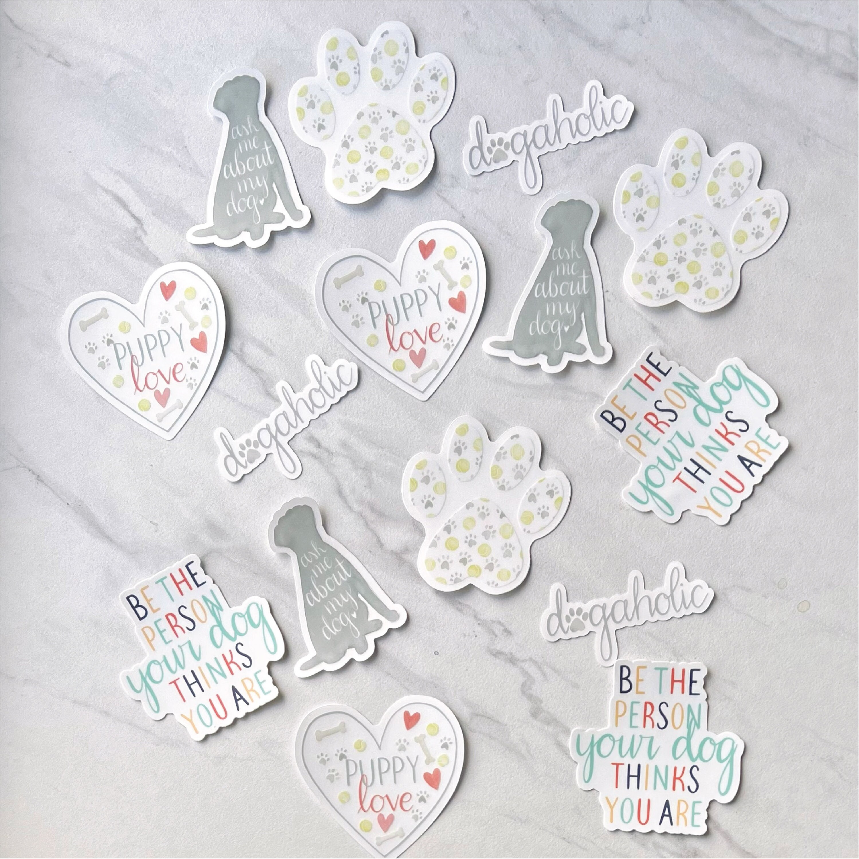 Dogaholic Sticker Watercolor Animal Lover Sticker Waterproof Typography ...