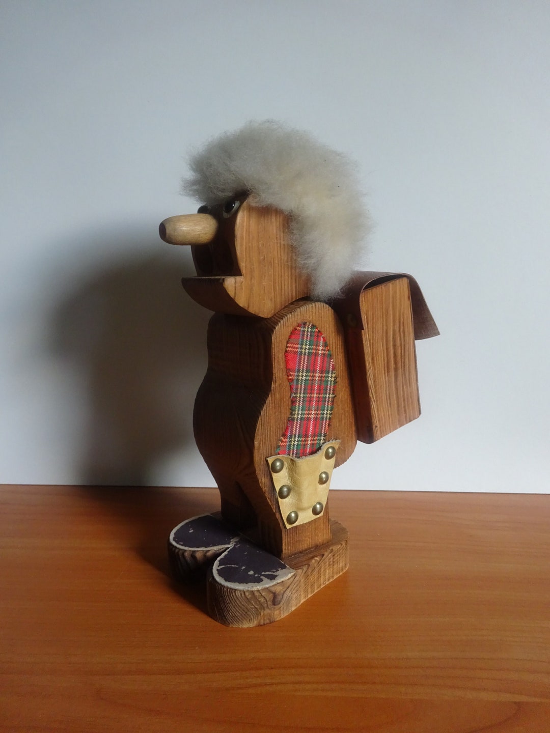 Norwegian Wooden Troll Old Man With Backpack for Cigarettes Cigars ...