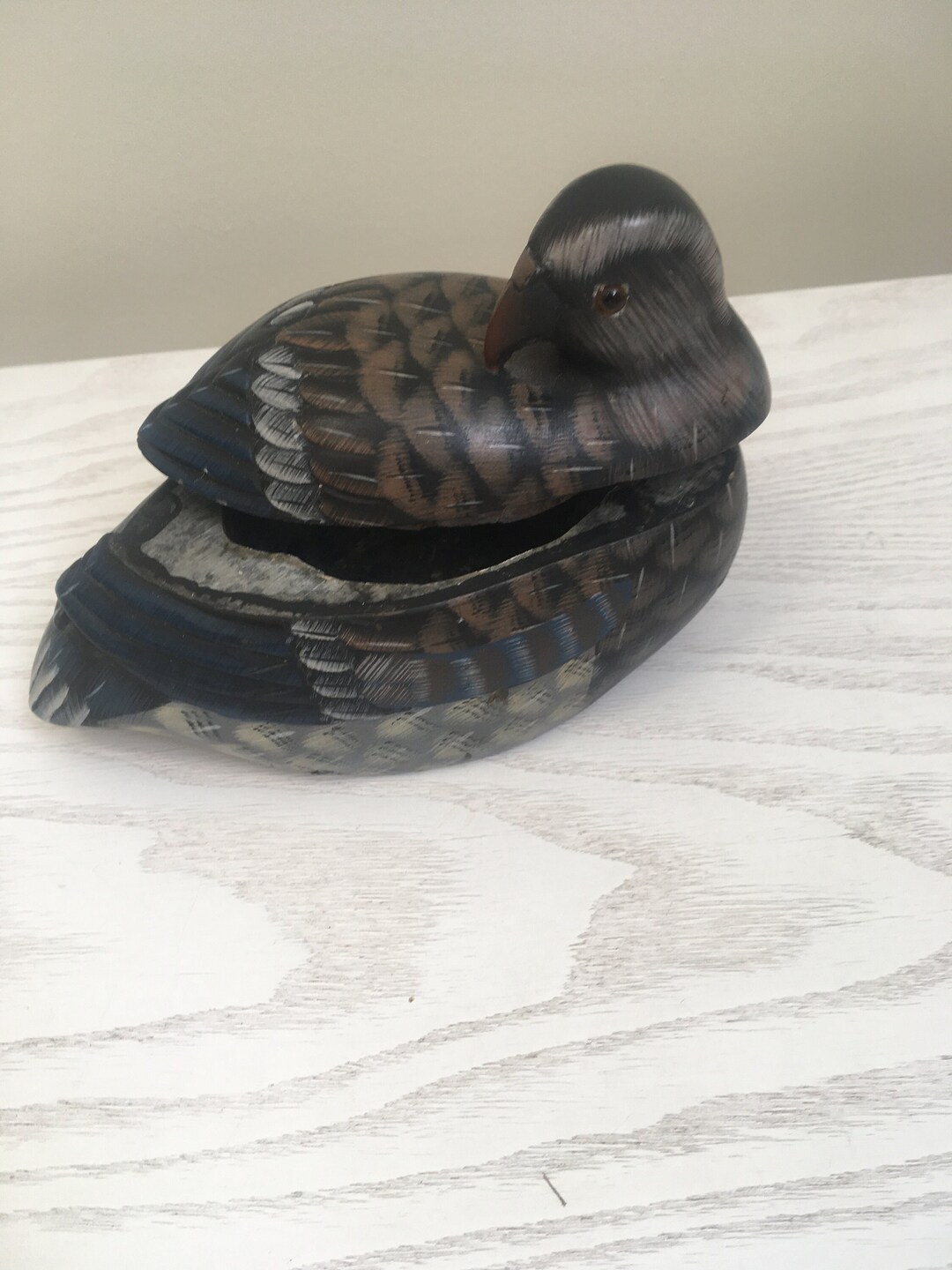 Bird Trinket Box Solid Stone Table Shelf Decor Opening Lid Storage Hand ...