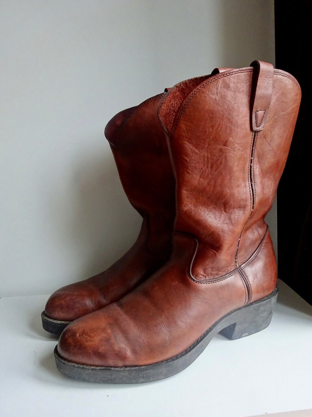 Vintage Cowboy Boots USA Georgia Western Brown Leather 13 M Size ...