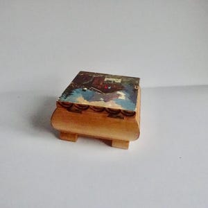 Rustic Hand Carved Trinket Box Chest With Nature Alps Print Artist ...