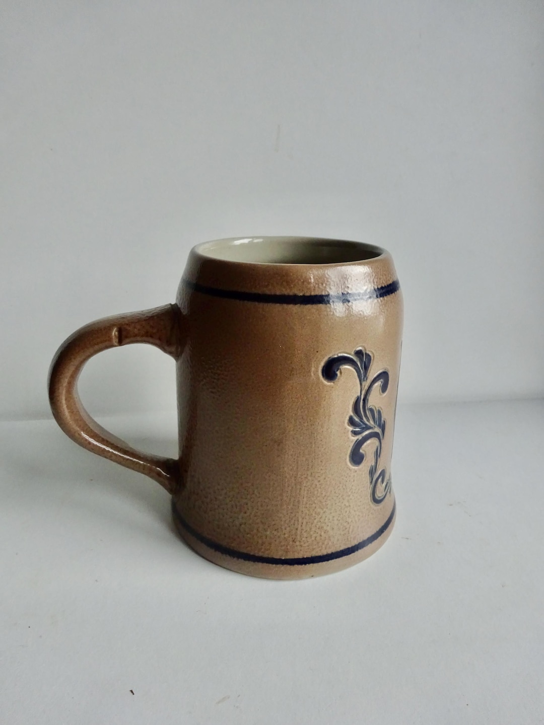 Vintage Bayer German Large Mug Cup Stein Glazed Handgemalt 1950 Marked ...