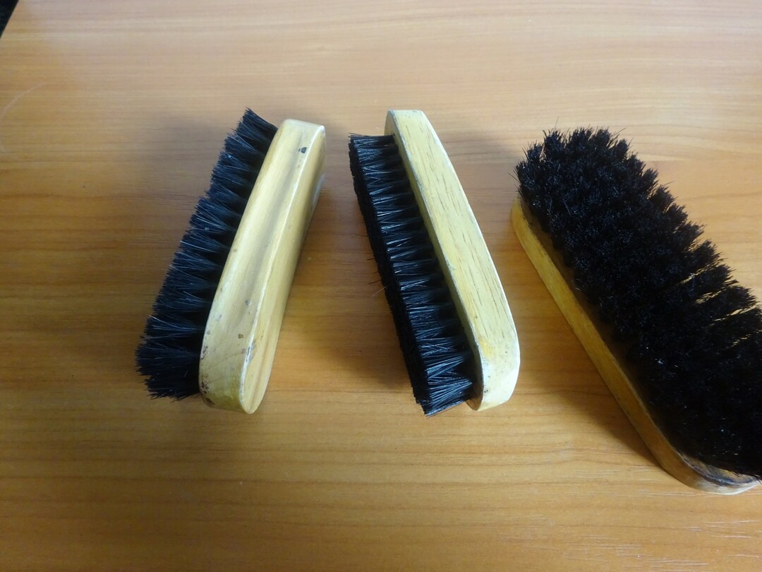 3 English Brushes With Natural Bristles Wooden Oblong Shaped. for Boots ...