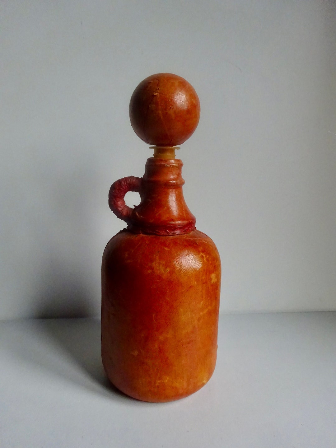African Wrapped in Leather Bottle Flask With Cork Tribal Table Bar ...