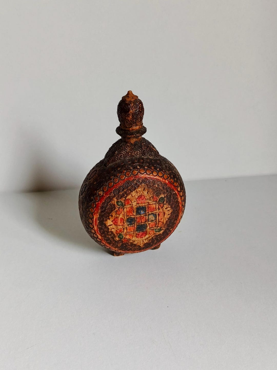 Antique Miniature Hand Carved Wooden Flask Canteen Collectibles Rare ...