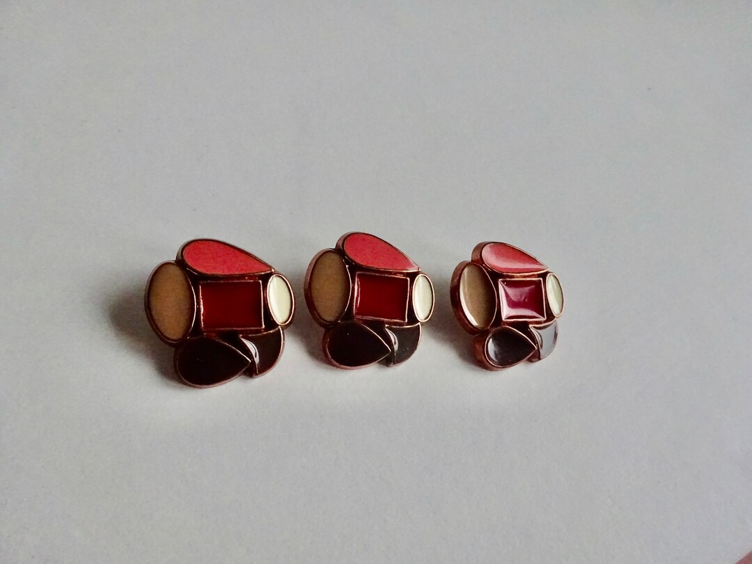 3 Mosaic Buttons Clothes Large Glazed Multicolor Style 1990s - Etsy