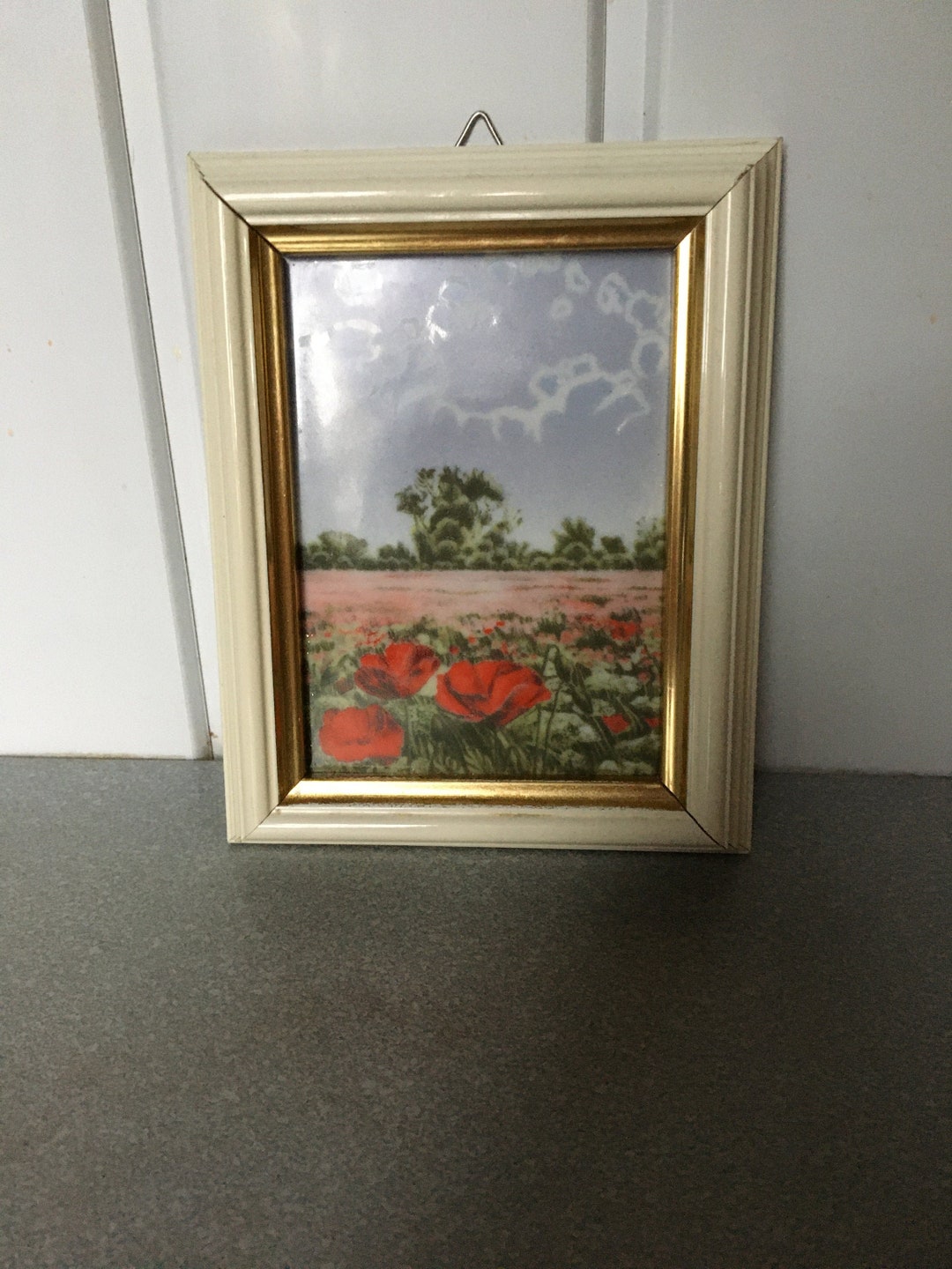 Norwegian Tile Porsgrund Ceramic Framed Poppy Scene . Jan Harr Norway ...