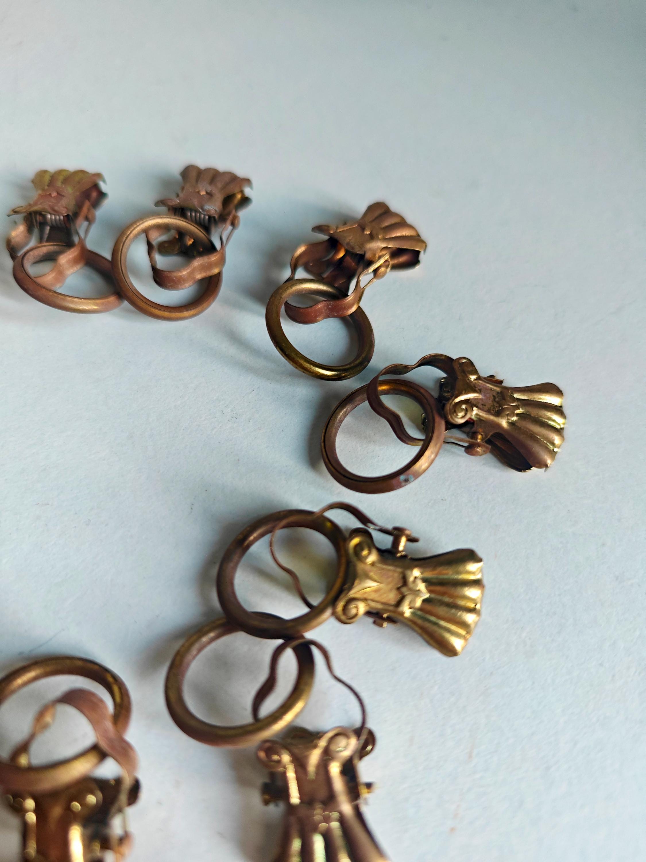 Antique French 12 Brass Small Curtain Clips Rings Window House Decor - Etsy