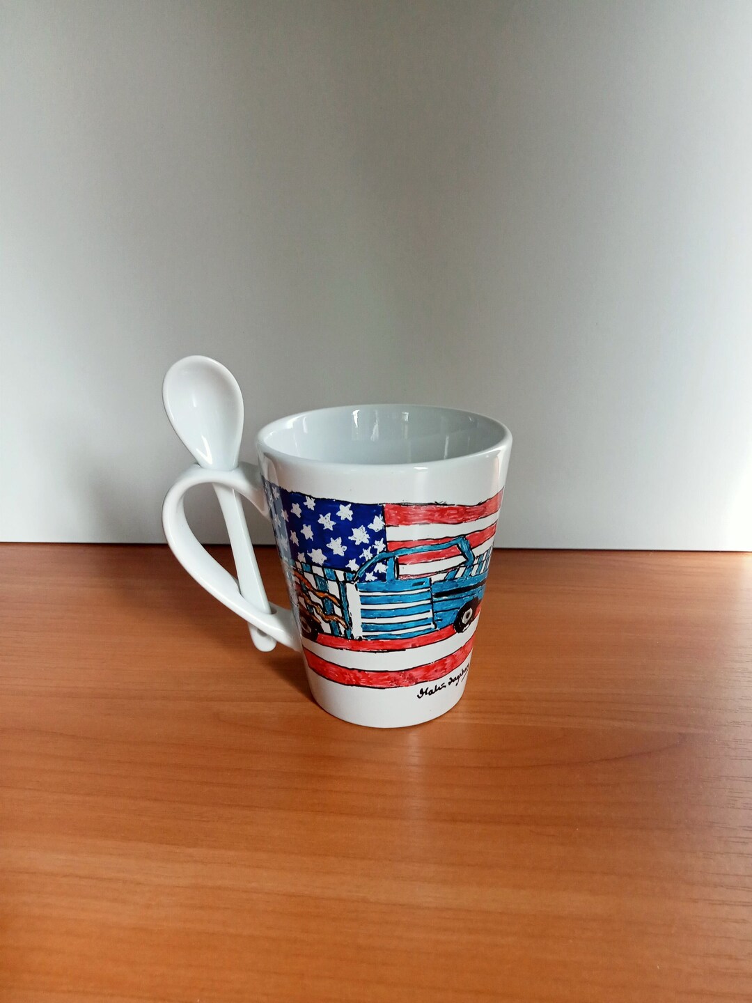 Coffee Cup Mug Racing Car Design With a Spoon 1990 - Etsy