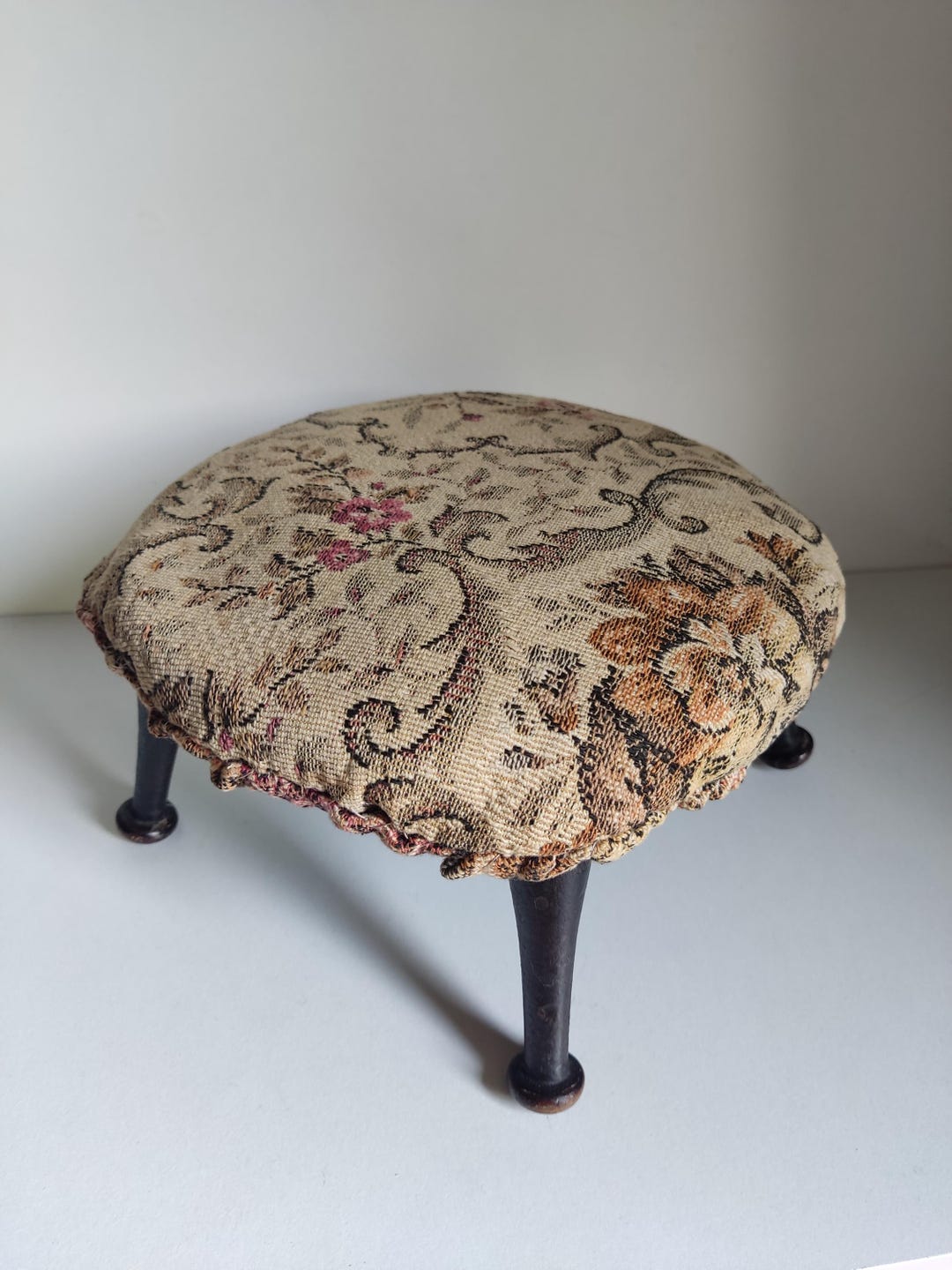 Antique English Small Wooden Upholstered 4 Legs Foot Rest Stool 1920 - Etsy