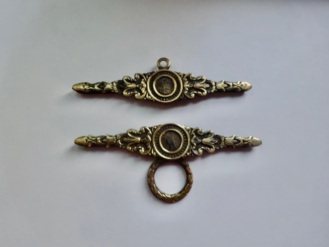 Sweden Brass 2 Bell Pulls Embroidery Hangers Ornate Tapestry Hooks ...