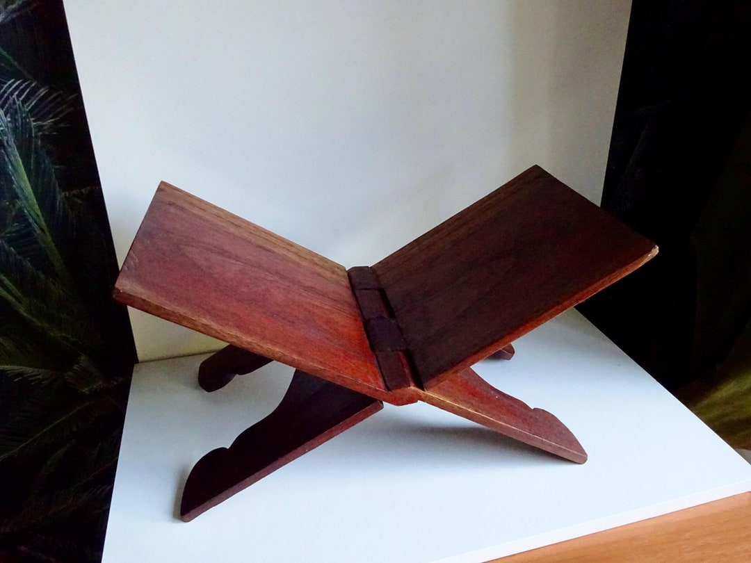 Wooden Carved Book Display Foldable Novel Rest Stand Retro Library Room ...