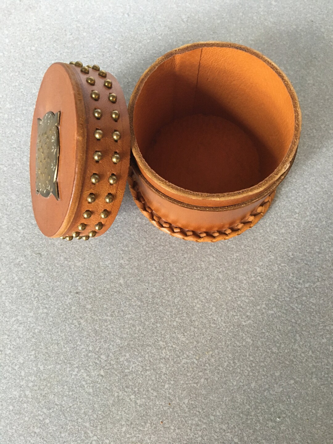 Hand Made Leather Box With Lid Ornamented Metal Inlay 1980s - Etsy