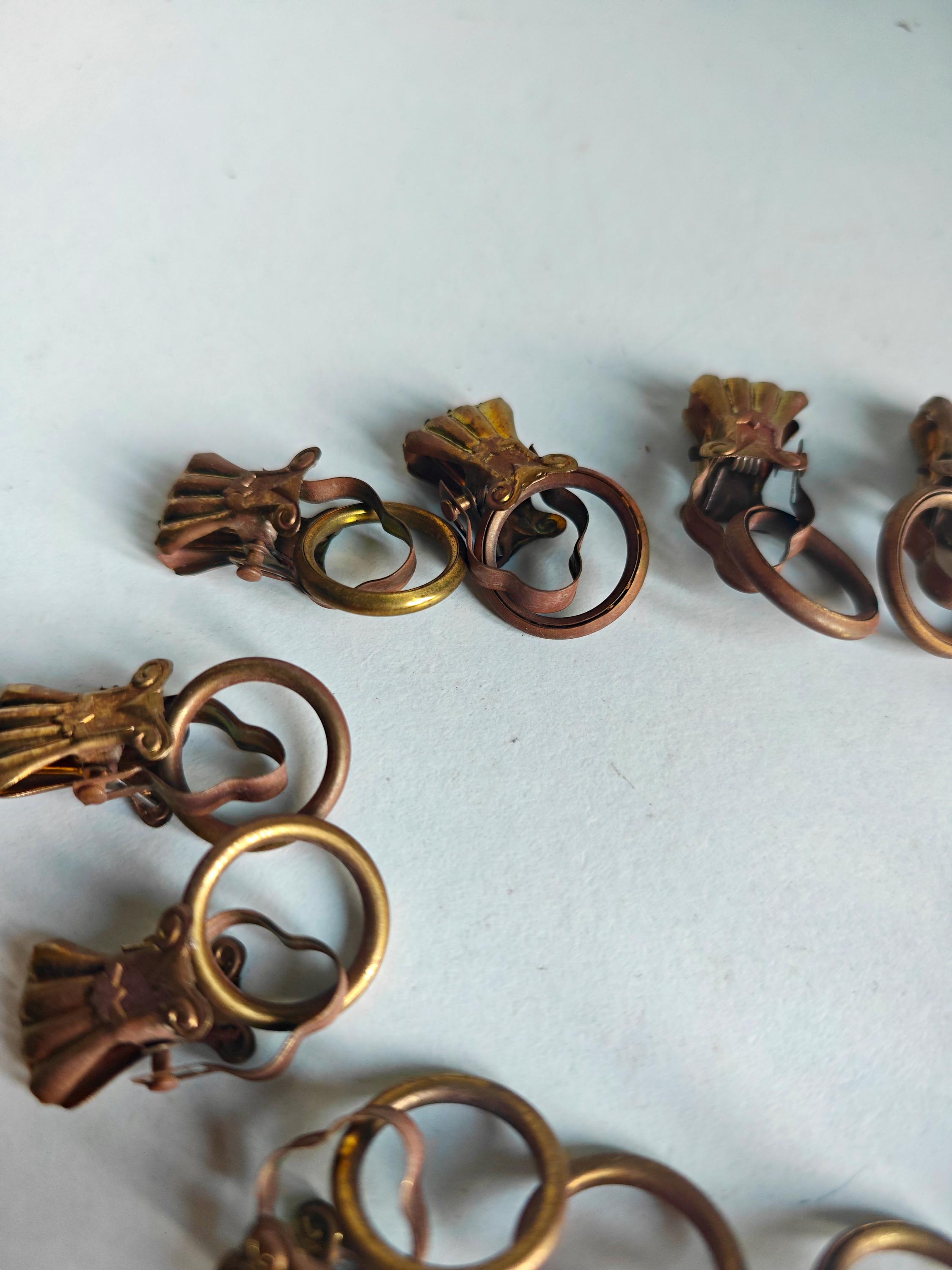 Antique French 12 Brass Small Curtain Clips Rings Window House Decor - Etsy