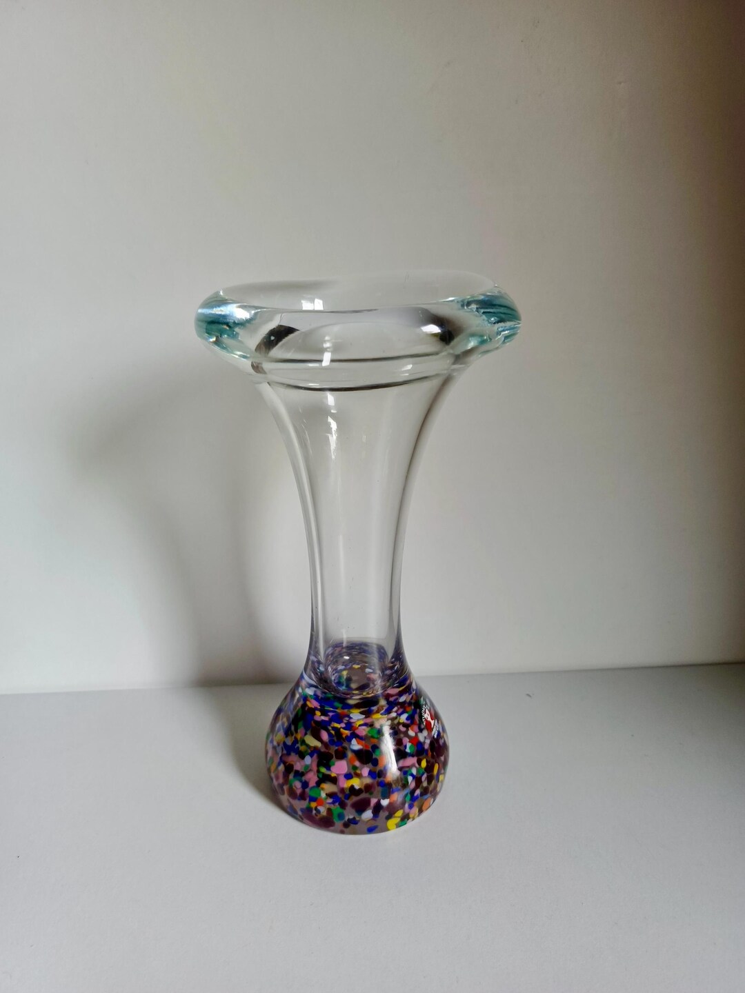 Finnish Studiolasi Oy Koiranluu Maljakko-kalla Mikko Helander Speckled Glass Vase With a Label ...