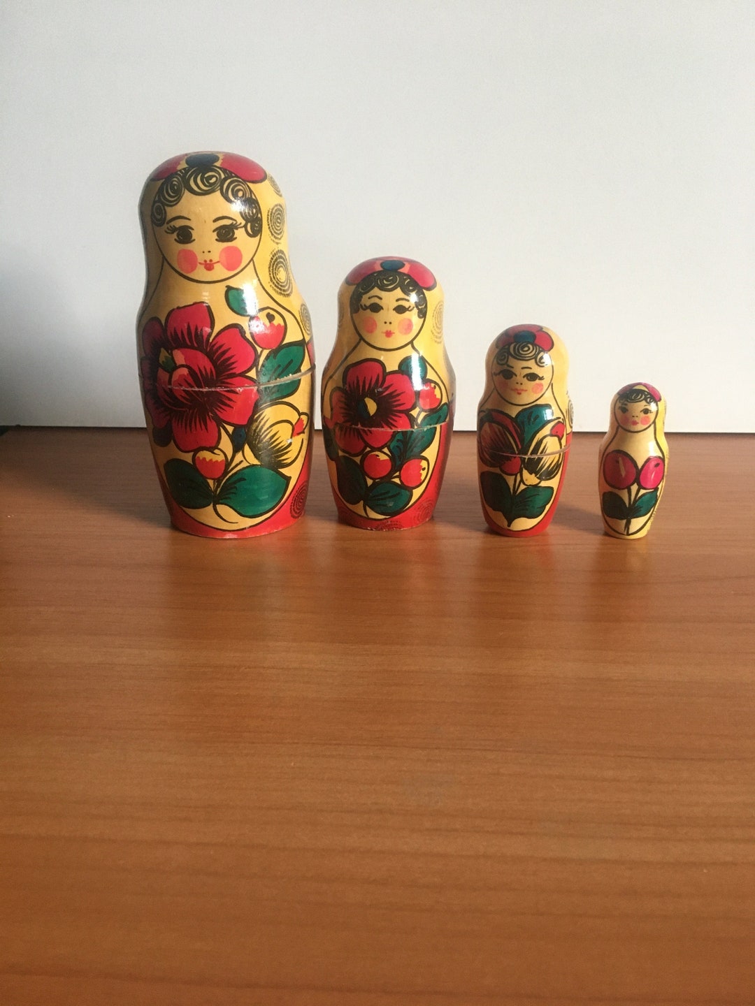 4 Matryoshka Russian Nesting Dolls Hand Painted Folk Art Collectibles ...
