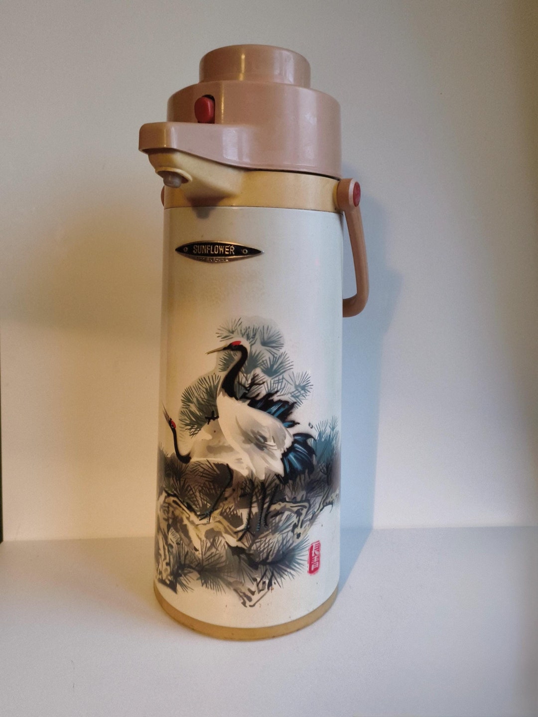 Sunflower Folk Thermos Large China With Traditional Bird Floral Motive ...