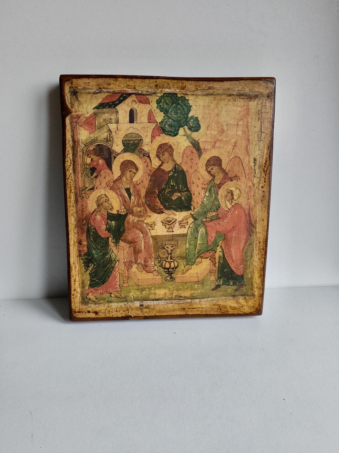 Large Greek Orthodox Icon Encounter of Abraham and His Wife With God ...