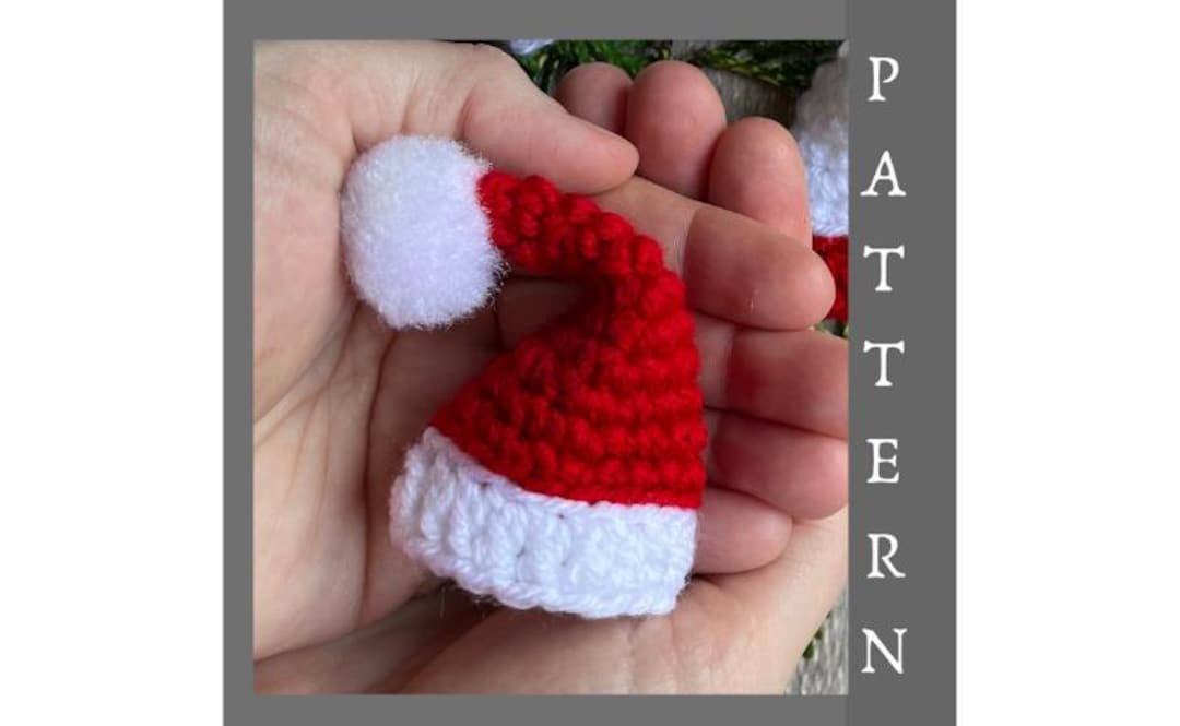 Mini Santa Hat Crochet Pattern Pdfvideo Tutorial, Miniature Santa Hat ...