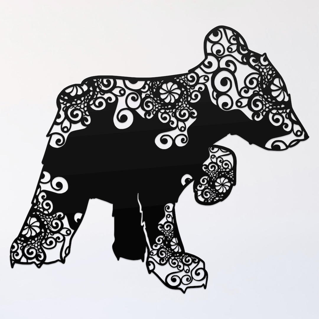 Baby Bear Mandala Svg Cut File, Glowforge File, Vinyl Template, Laser ...