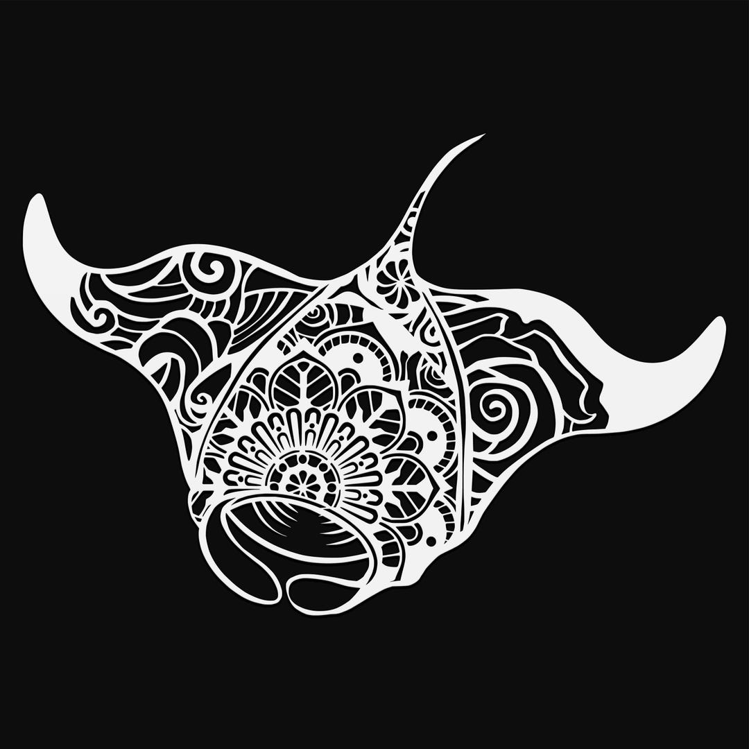 Manta Ray Mandala Svg Cut File, Glowforge File, Vinyl Template, Laser ...