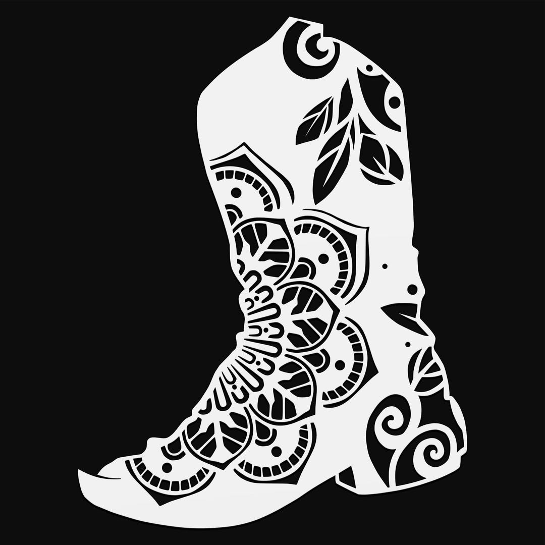 Cowboy Boot Mandala Svg Cut File, Glowforge File, Vinyl Template, Laser ...