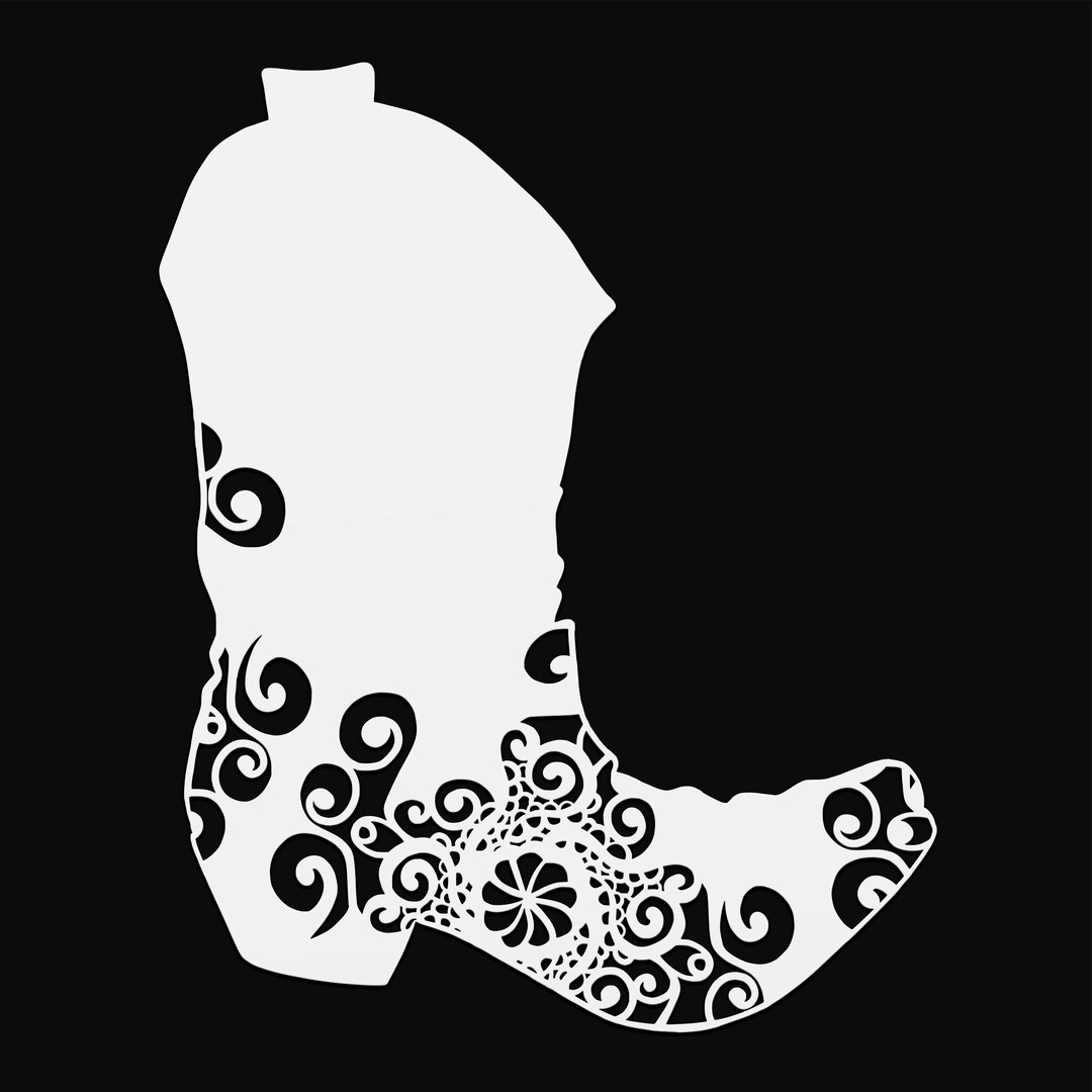Cowboy Boot Mandala Svg Cut File, Glowforge File, Vinyl Template, Laser ...