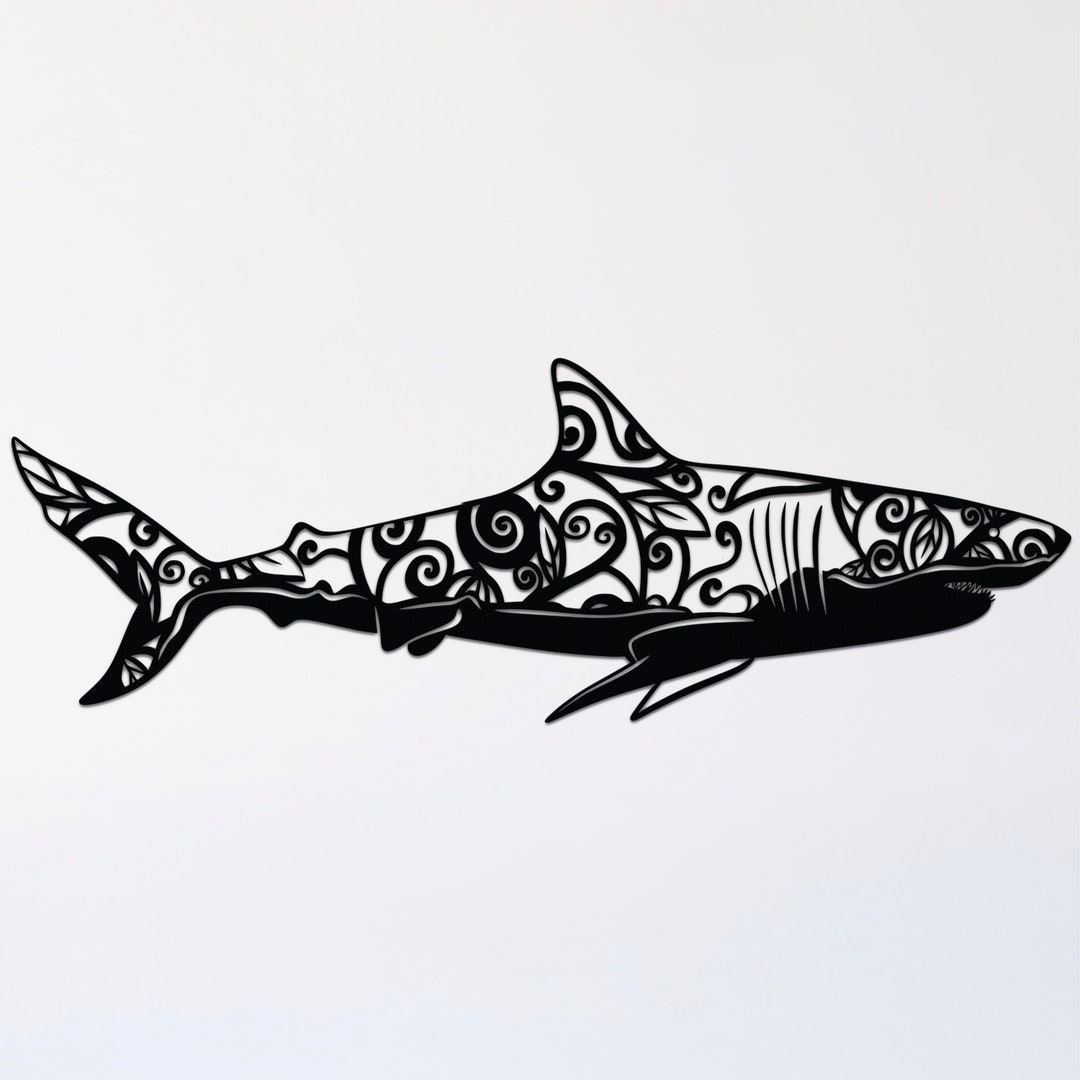 Floral Great White Shark Svg Cut File, Glowforge File, Vinyl Template ...
