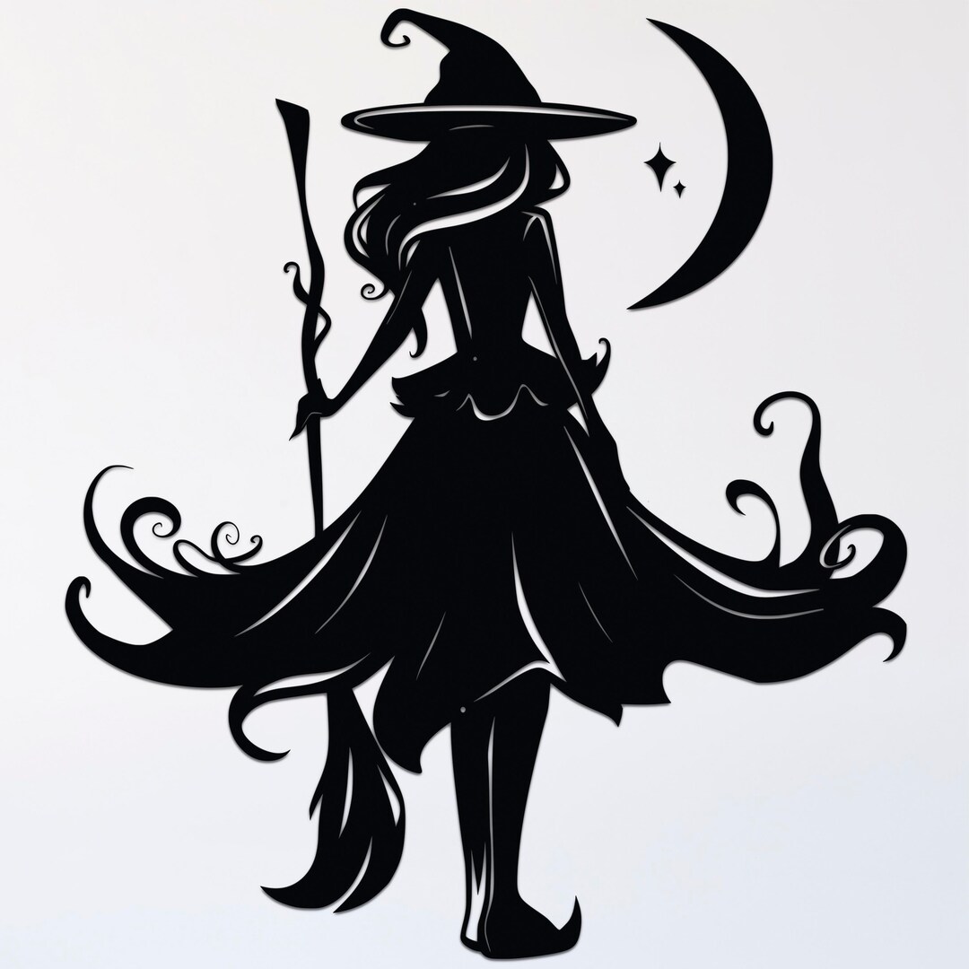 Witch and Moon Svg Cut File, Glowforge File, Vinyl Template, Laser Cut ...