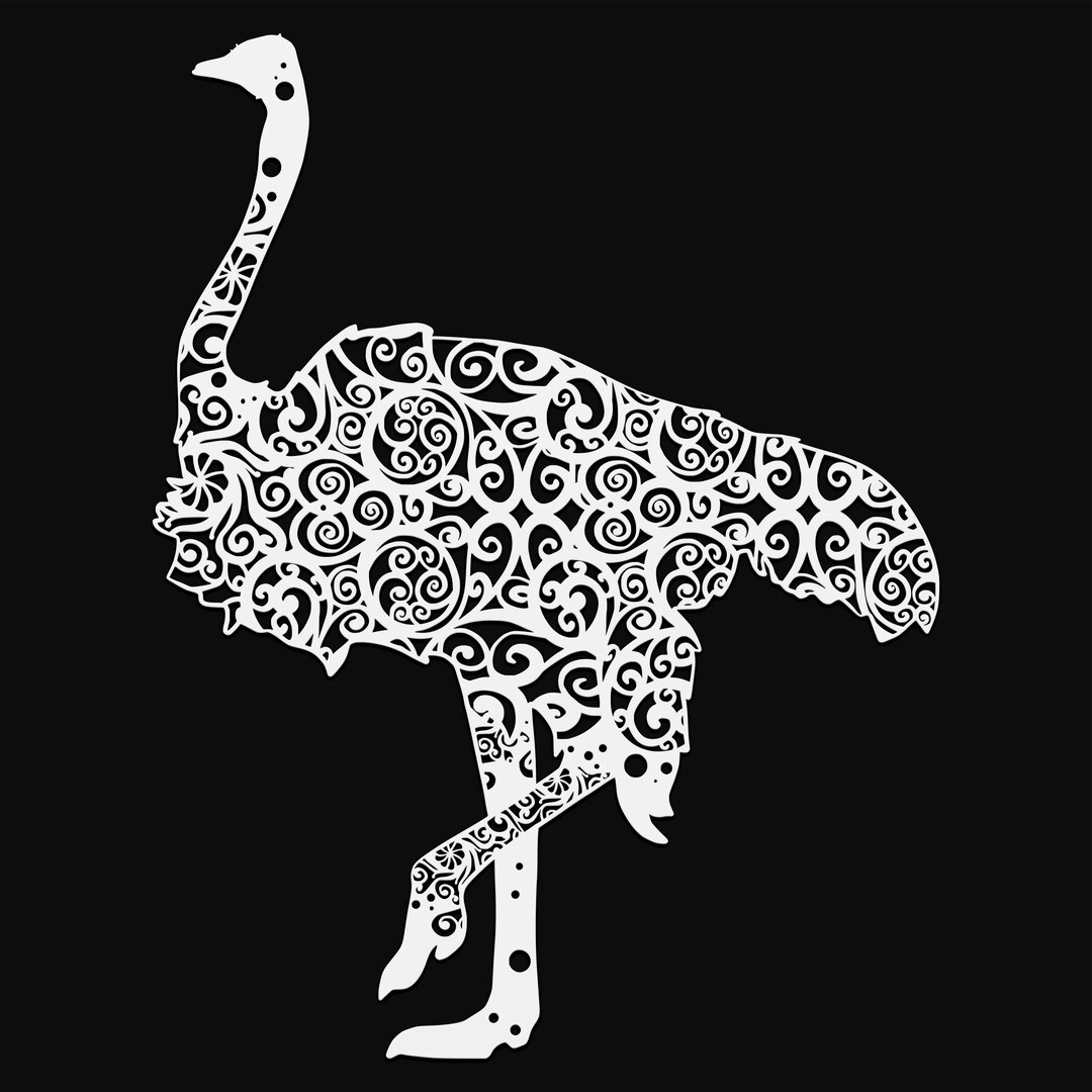 Ostrich Mandala Svg Cut File, Glowforge File, Vinyl Template, Laser Cut ...